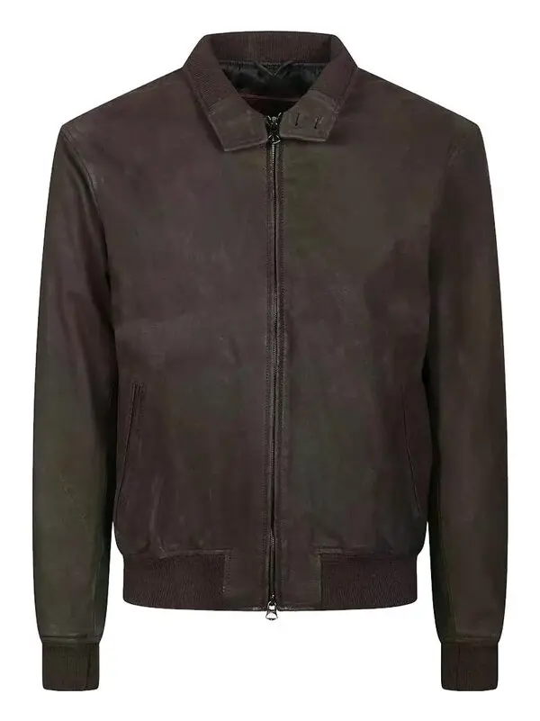 STEWART Zip-up Leather Jacket - Brown