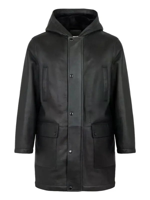 YVES SALOMON Hooded Shearling Coat - Black