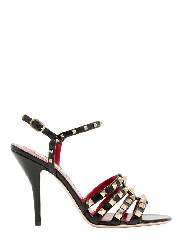 Valentino Garavani 100mm Rockstud Kidskin Sandal - Black
