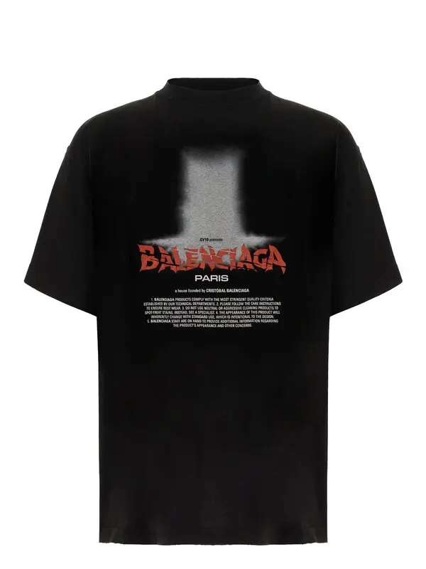 Balenciaga Graphic Print Short Sleeve T-shirt - Multicolor