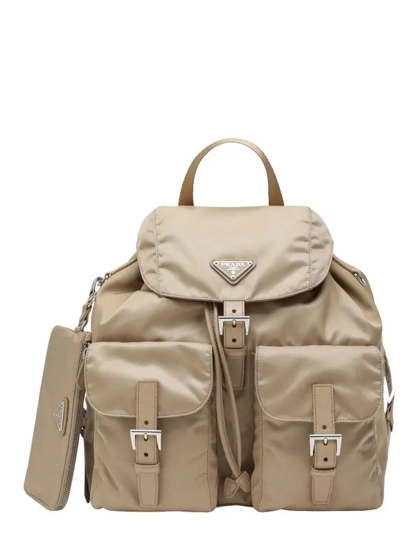 Prada Re-nylon And Saffiano Backpack With Pouch - Cream