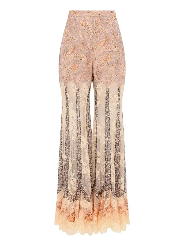 Zimmermann Panelled Flare Silk Trousers - Multicolor