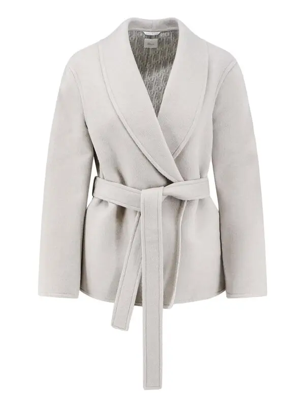 Dior Virgin Wool And Silk Belted Coat - Multicolor
