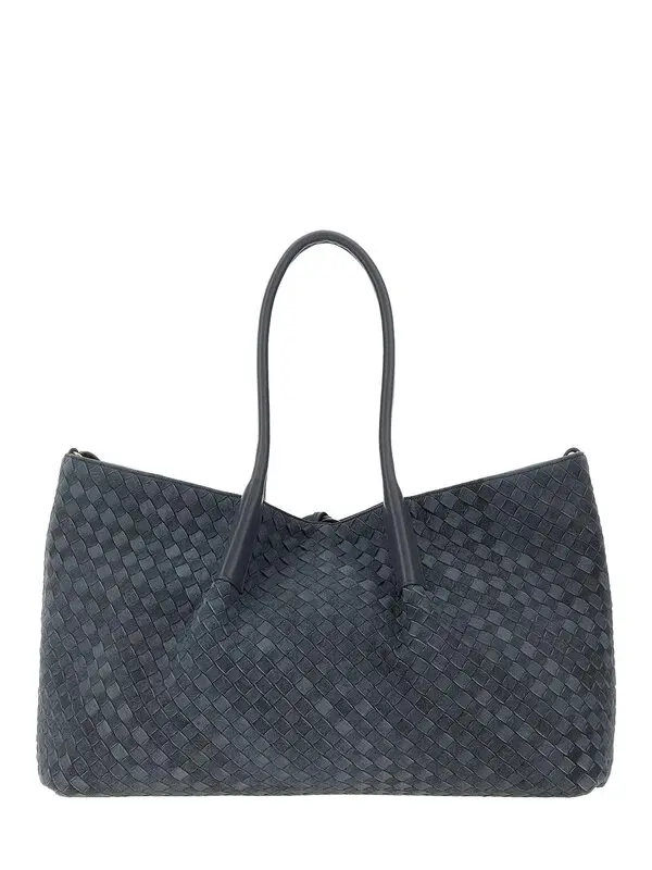 Bottega Veneta Pinacoteca Suede Handbag With Intrecciato Motif - Multicolor