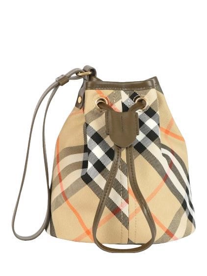 Burberry Check Drawstring Pouch - Sand