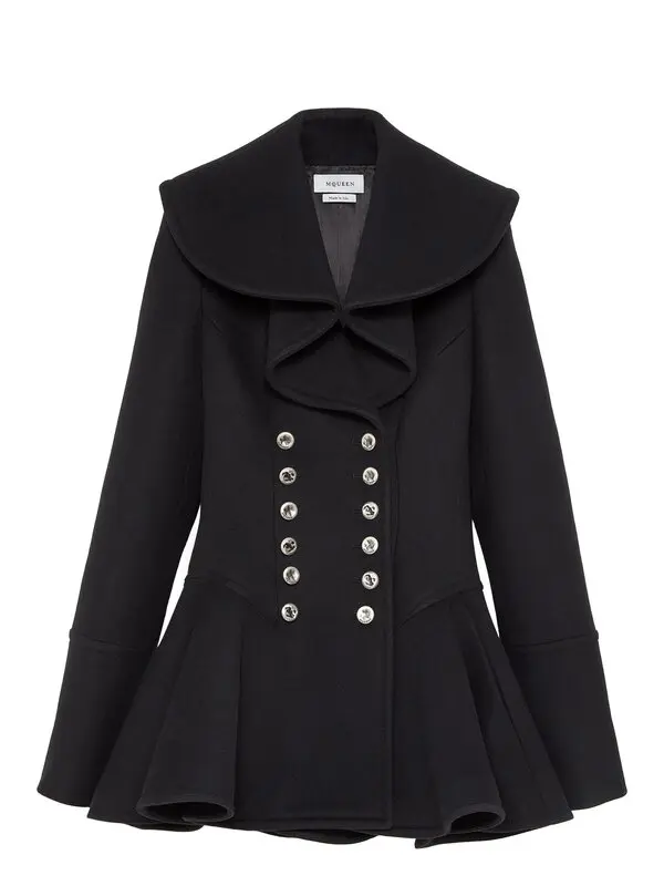 Alexander McQueen Waterfall Collar Coat - Black