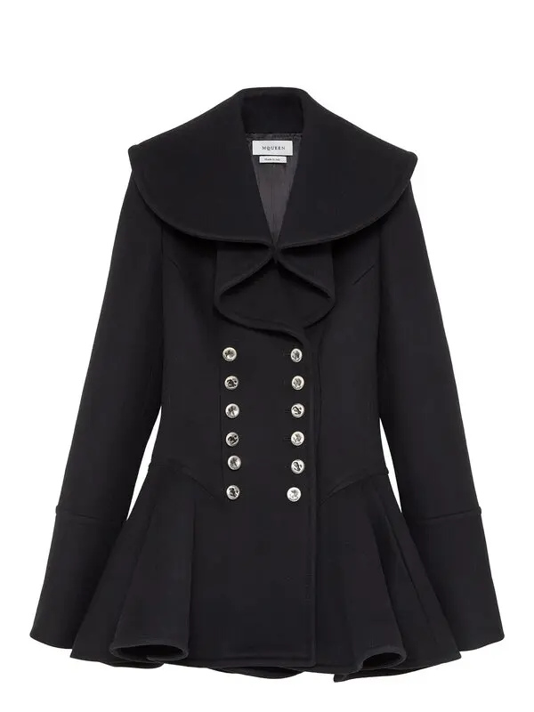 Alexander McQueen Waterfall Collar Coat - Black