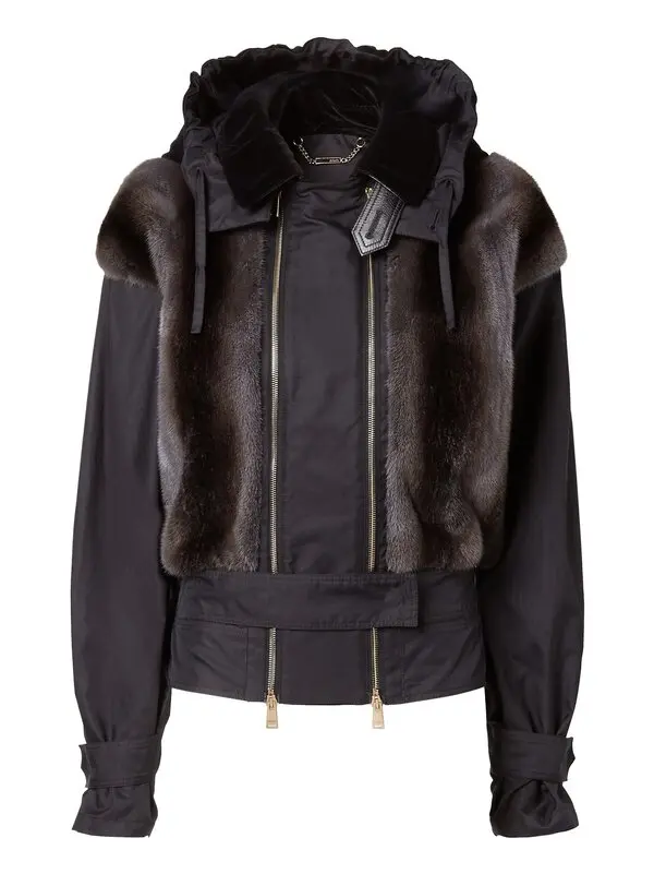 Fendi Cotton Gabardine And Mink Fur Jacket - Black