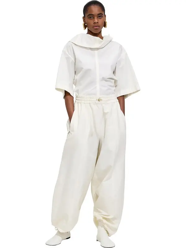 Bottega Veneta Compact Cotton Toile Pants - Parchment