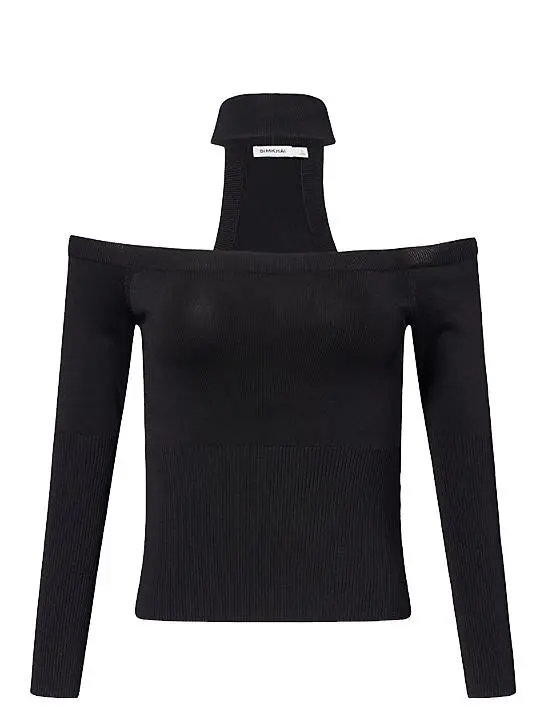Simkhai Lila Cut-out Rib-knit Top - Black