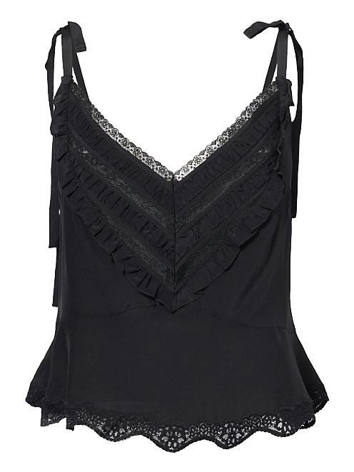 Paige Caroline Lace-trim Silk Top - Black
