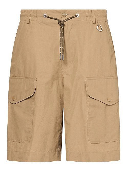 Moncler Drawstring-waist Wide-leg Cotton Shorts - Beige