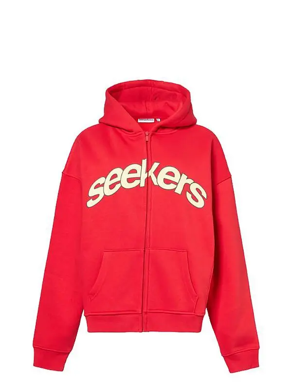 SISTERS & SEEKERS Logo-print Cotton-blend Hoodie - Red