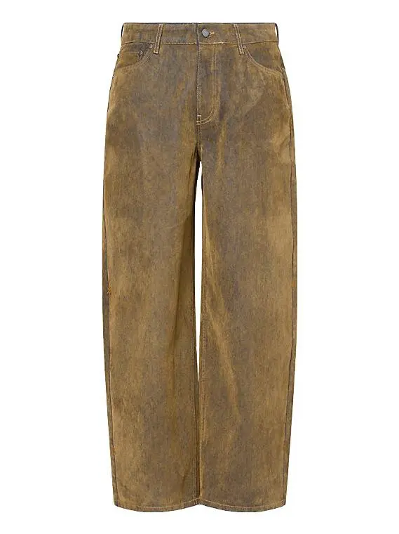 DAILY PAPER Velvet Shield Wide-leg Denim Jeans - Brown