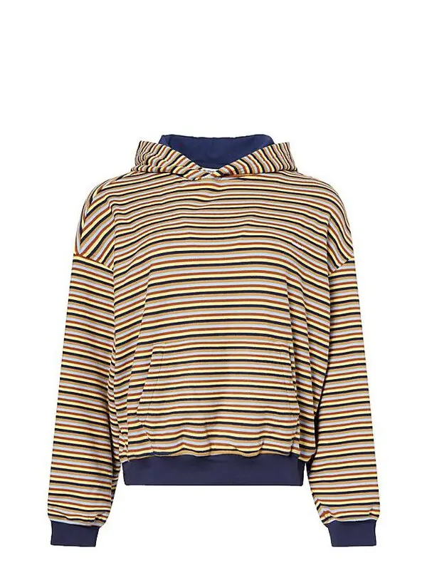 SISTERS & SEEKERS Striped Stretch-jersey Hoodie - Navy