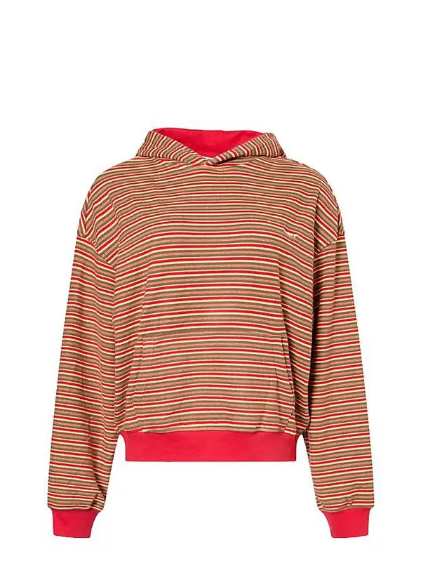 SISTERS & SEEKERS Striped Stretch-jersey Hoodie - Red