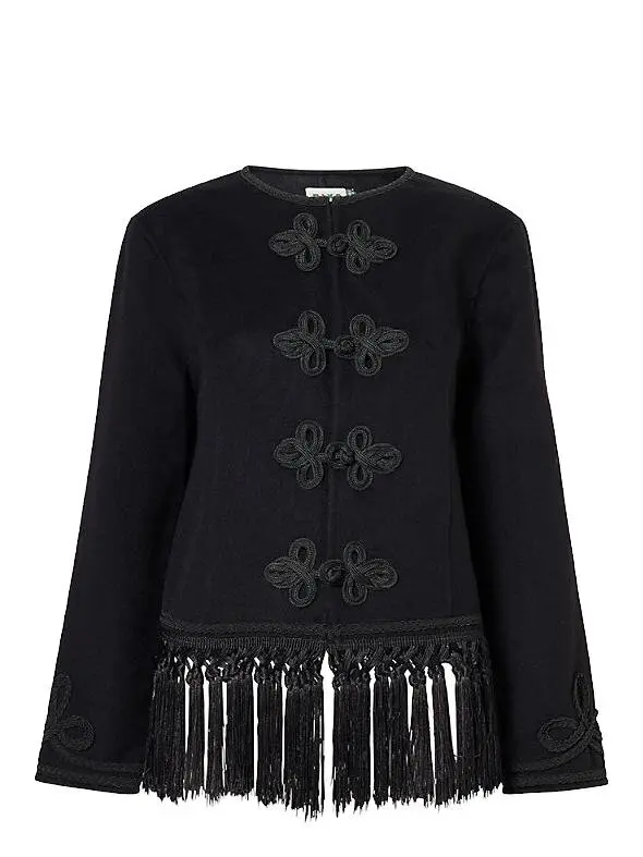 Rixo Inga Embroidered Wool-blend Jacket - Black