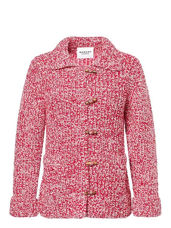 Isabel Marant Étoile Delinda Collared Wool-blend Cardigan - Ecru/red