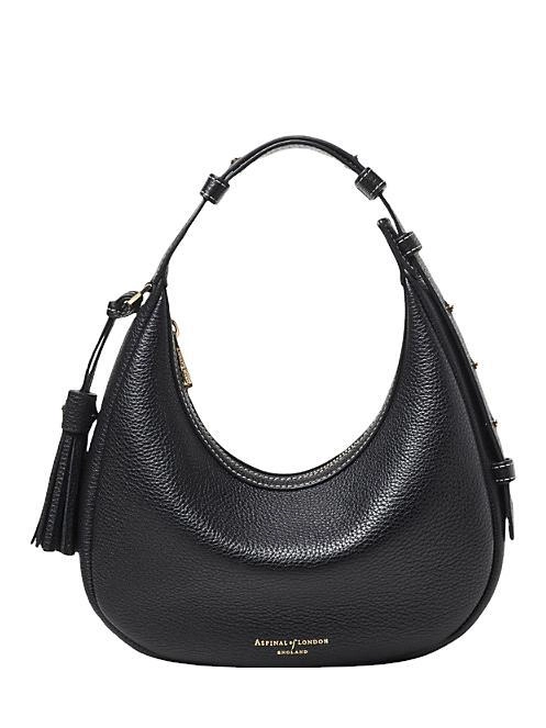 ASPINAL OF LONDON Hudson Crescent Mini Leather Shoulder Bag - Black