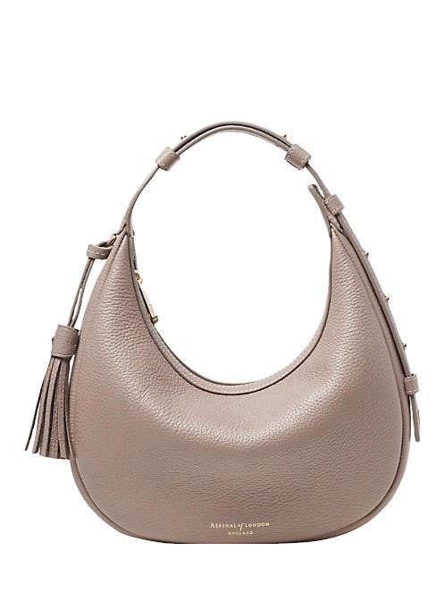 ASPINAL OF LONDON Hudson Crescent Mini Leather Shoulder Bag - Moleskin