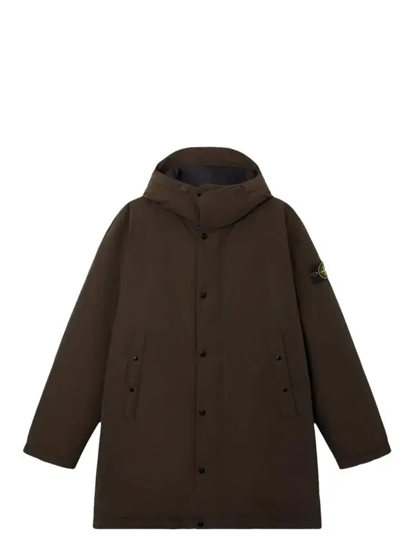 Stone Island Long Down Jacket With Water-repellent Treatment - Grey