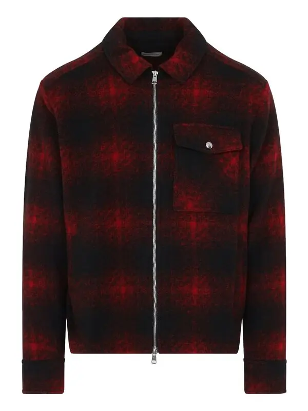 Moncler Overshirt With Zip Check Pattern - Red