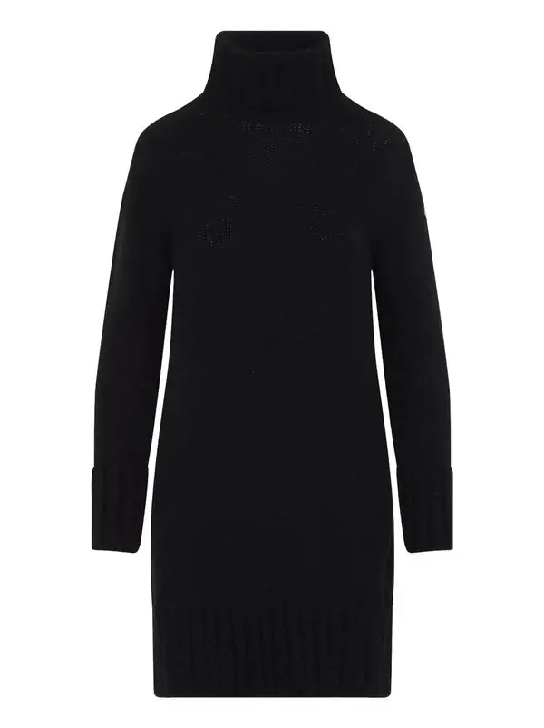 Moncler High Neck Dress In Alpaca Blend Knit - Black