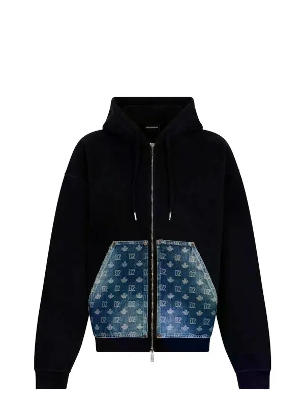Dsquared2 Monogram Relax Fit Zipped Hoodie - Black