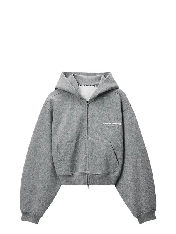 Alexander Wang Logo Print Zip-up Hoodie - Grey