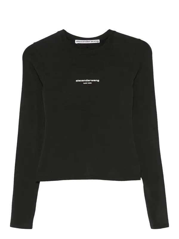 Alexander Wang Logo Print Fitted Long-sleeve Tee - Black