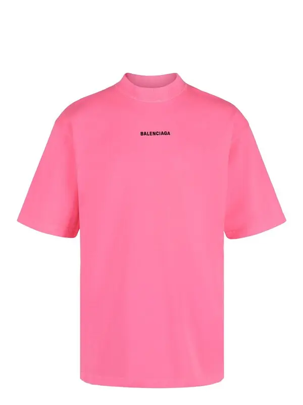 Balenciaga Embroidered Logo Distressed T-shirt - Pink
