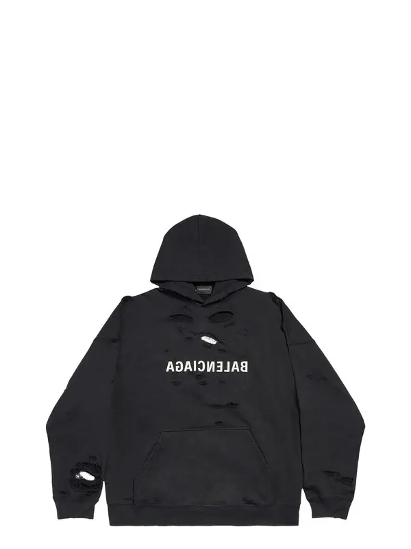 Balenciaga Wide Fit Hoodie 'faded /white - Black