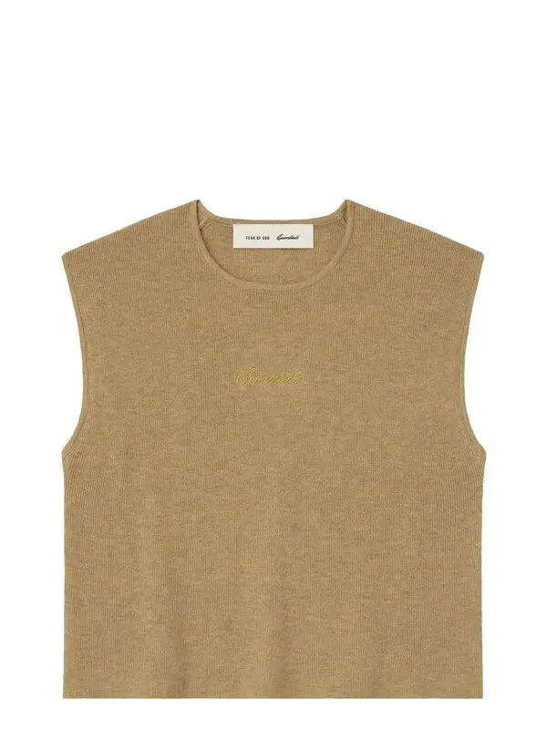 Fear Of God Signature Rib Knit Cropped Tank Top - Tan