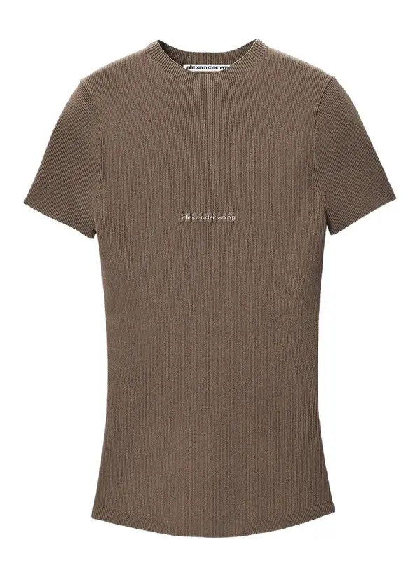 Alexander Wang Jacquard Logo Short-sleeve Crewneck Top - Silver