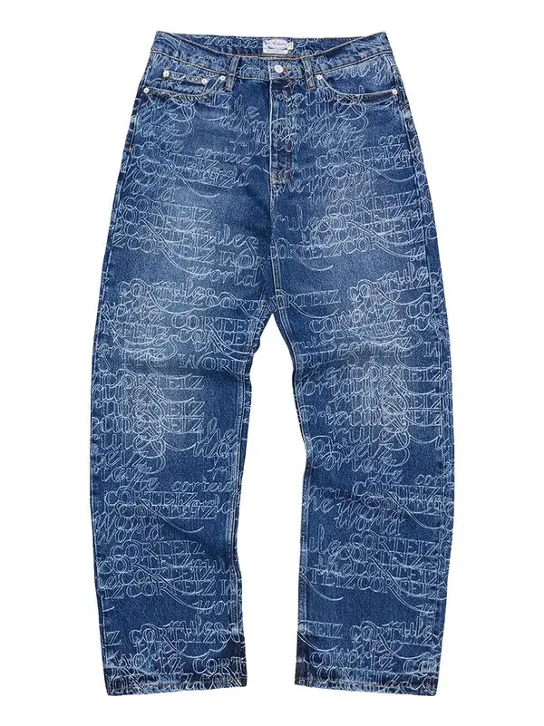 CORTEIZ Handwritten Baggy Jeans - Blue