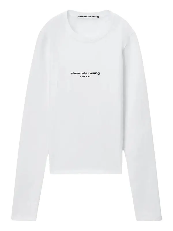 Alexander Wang Logo Print Fitted Long-sleeve Tee - White