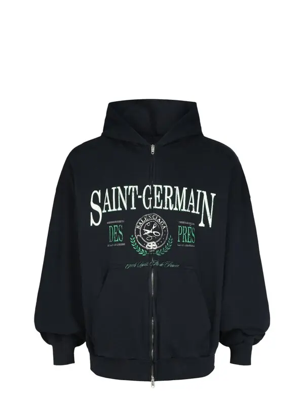 Balenciaga Saint-germain Distressed Zip-up Hoodie - Blue