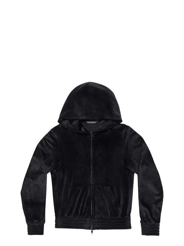 Balenciaga Fitted Zip Up Hoodie - Black