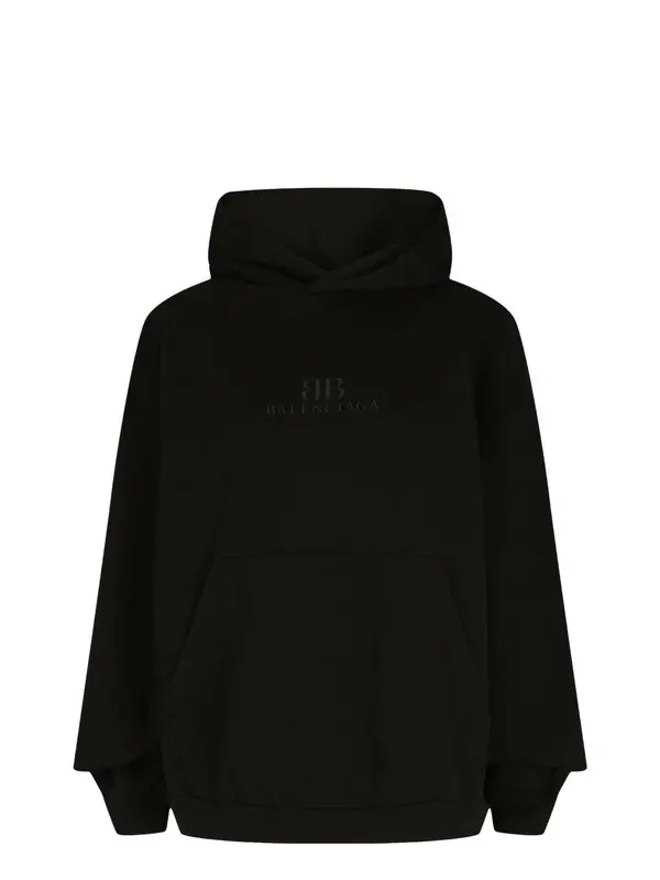 Balenciaga Embroidered Double B Logo Hoodie - Black