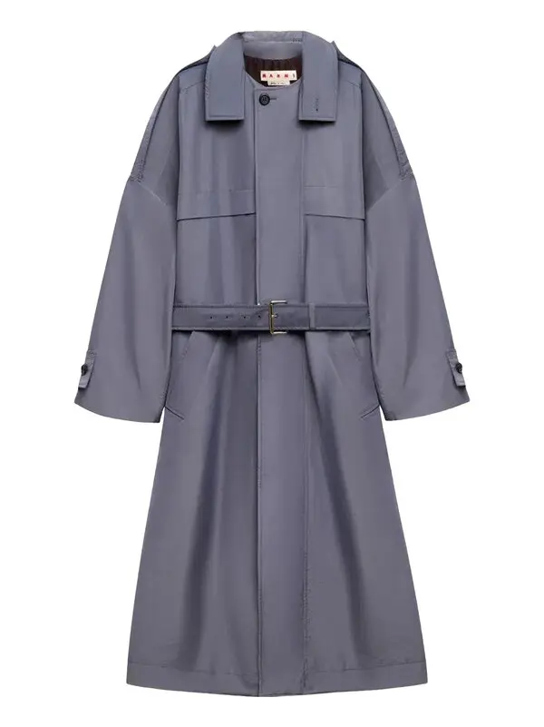 Marni High Collar Belted Trench Coat - Grey