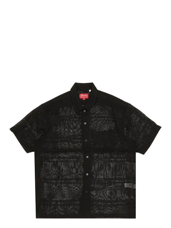 Supreme Mesh Stripe Short-sleeve Shirt - Black