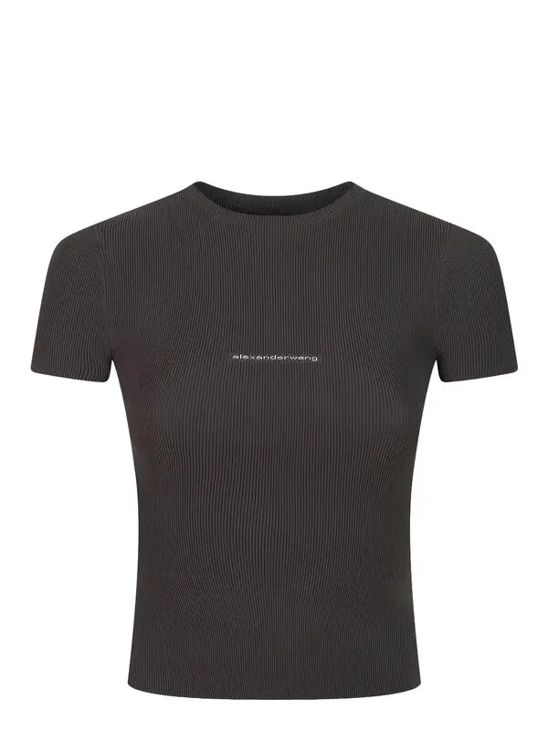 Alexander Wang Jacquard Logo Short-sleeve Crewneck Top - Brown