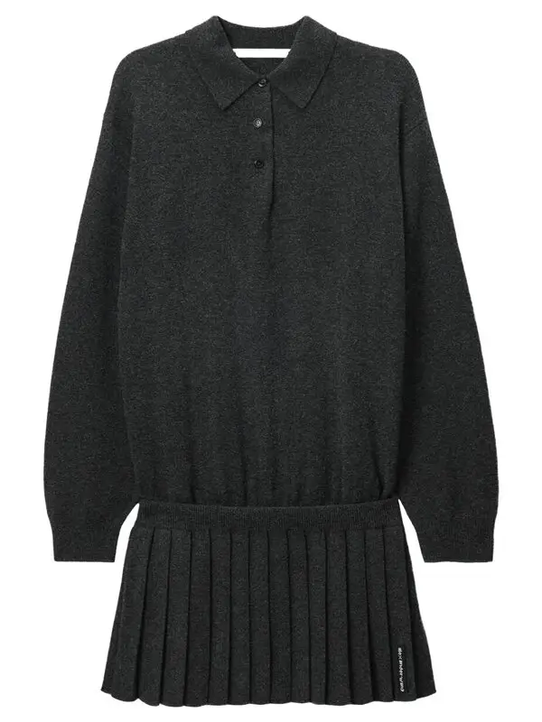 Alexander Wang Heatpressed Skirt Long-sleeve Polo Dress - Grey