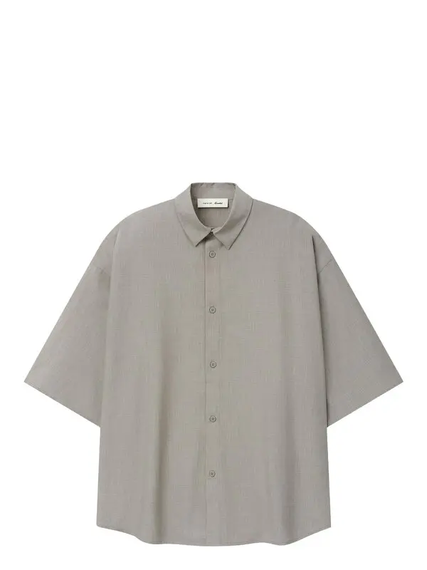 Fear Of God Silk Blend 3/4 Sleeve Button Up Shirt - Grey