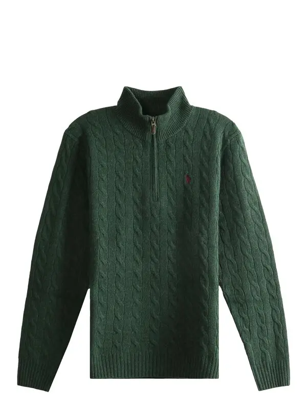 Polo Ralph Lauren Cable Knit Quarter Zip Sweater - Green