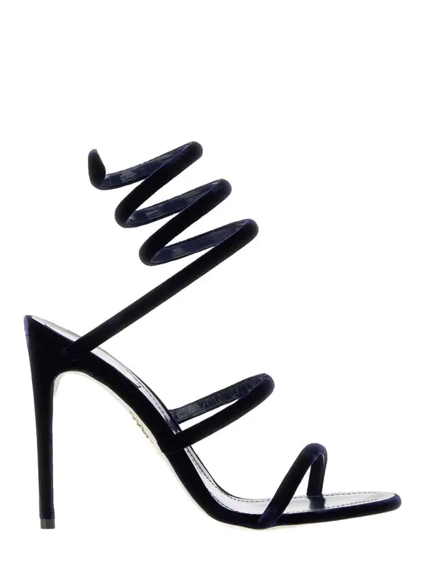 Rene Caovilla Velvet Cleo Sandals - Blue