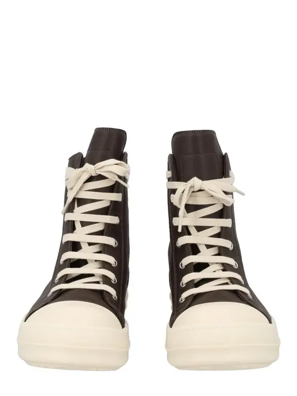 Rick Owens Leather High-top Lace-up Sneakers - Black