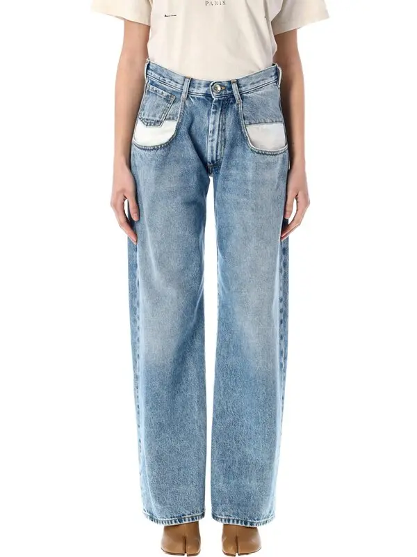 MAISON MARGIELA High-rise Wide-leg Jeans With Patch Pockets - Medium Wash