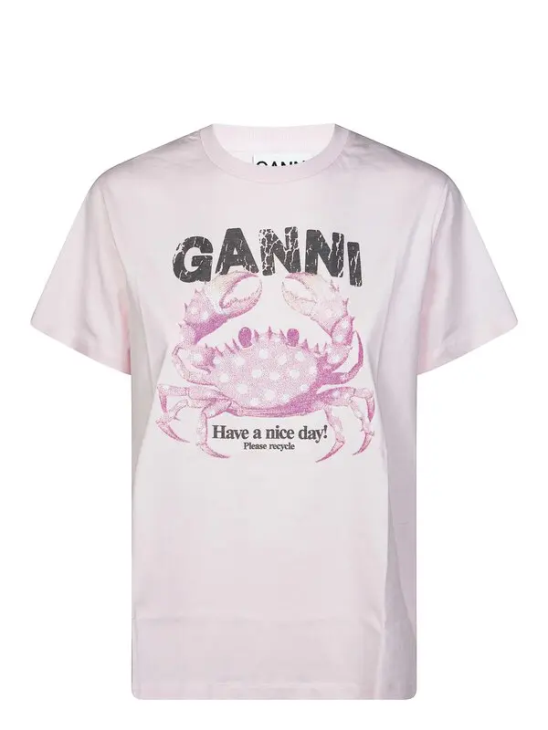 GANNI Organic Cotton Graphic T-shirt - Rosa