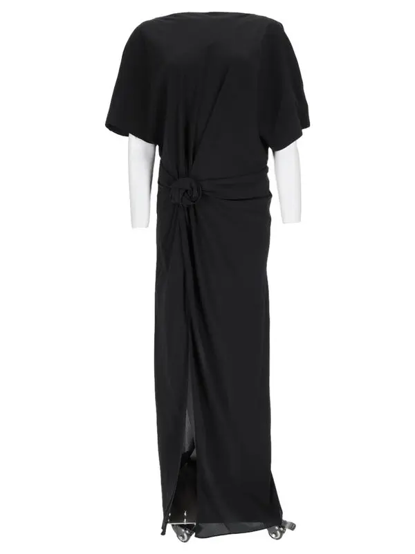 ROTATE BY BIRGER CHRISTENSEN Draped Maxi Dress With Waist Tie - Black